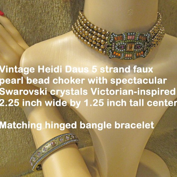 Heidi Daus | Jewelry | Heidi Daus 5 Strand Choker And Bracelet Faux ...